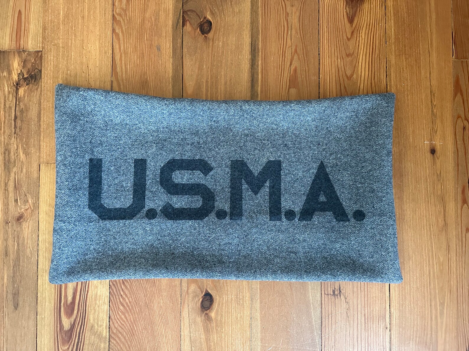 West Point USMA Cadet Grey WOOL Blanket PILLOW Cover Go Army Beat Navy ...
