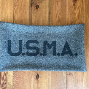 West Point USMA Cadet Grey WOOL Blanket PILLOW Cover Go Army Beat Navy Multiple Sizes Square ...