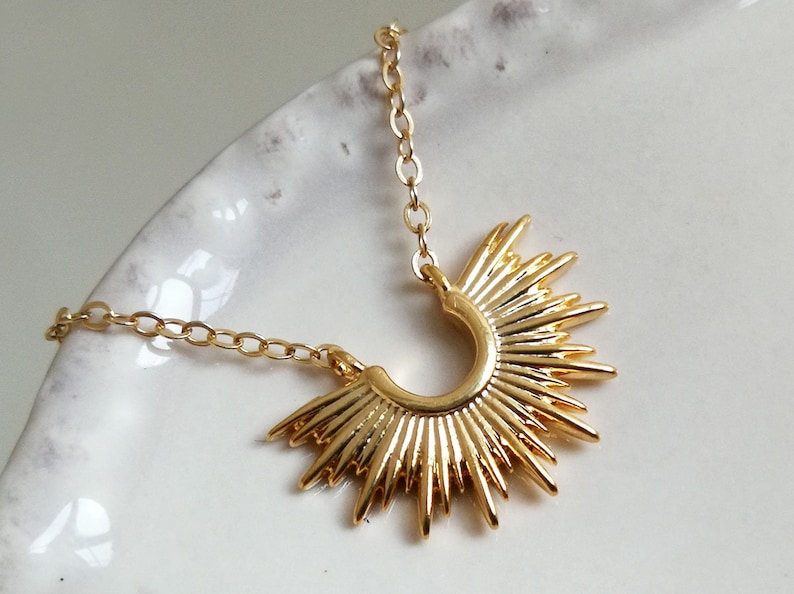 Gold Sunrise Necklace. Sunshine Necklace. Gold Sun Necklace. | Etsy