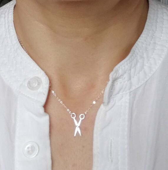 Silver Scissors Necklace. Sterling Silver Scissors Pendant. | Etsy