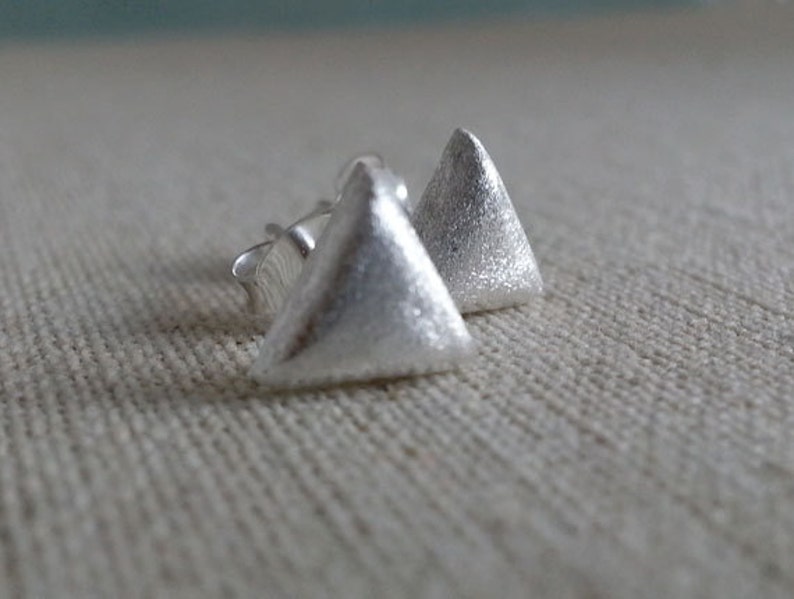 Silver Triangle Studs Sterling Silver Triangle Earrings Geo | Etsy