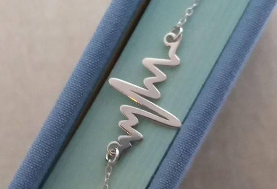 Heart Beat Necklace EKG Rhythm Charm EKG Necklace Medical - Etsy