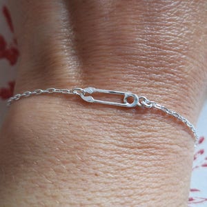 Sterling Silver Safety Pin Bracelet. Safety Pin Bracelet. Hammered ...