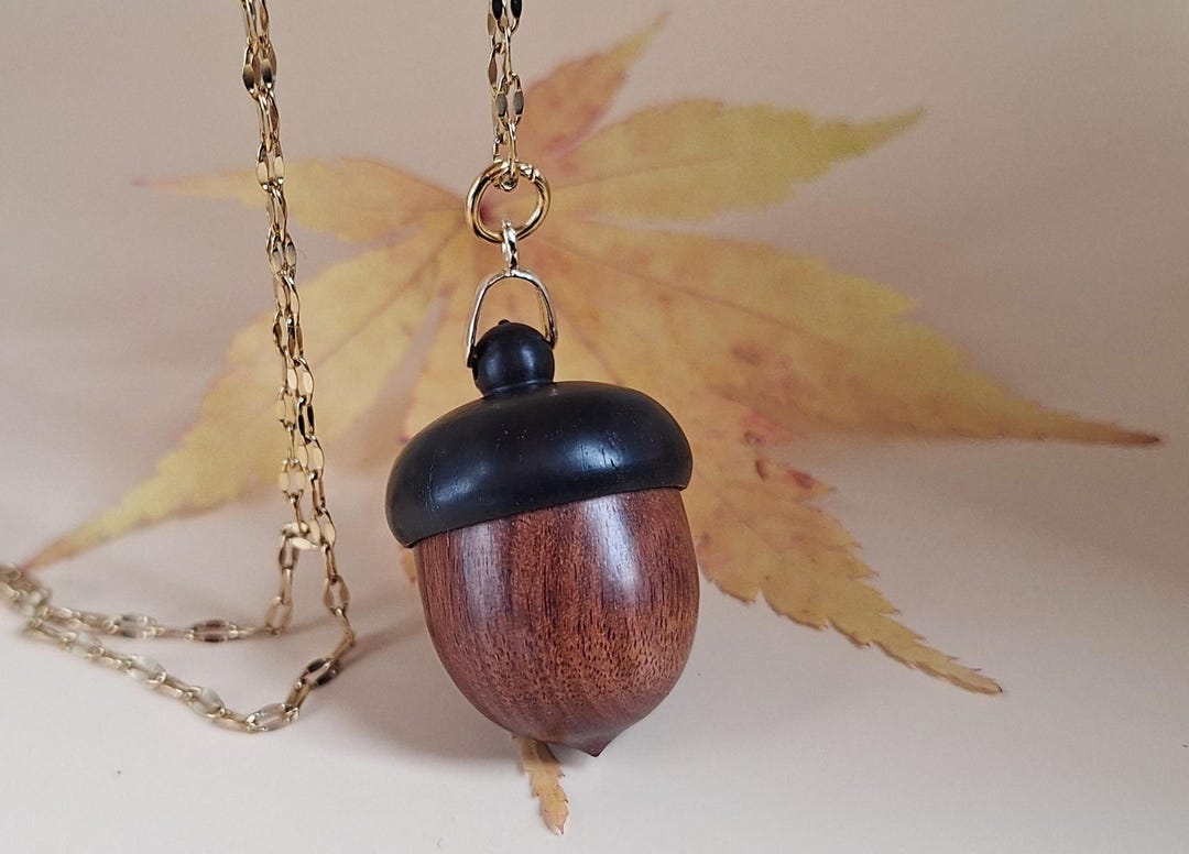 Wooden Acorn Locket Necklace: Fall Autumn Jewelry - Etsy