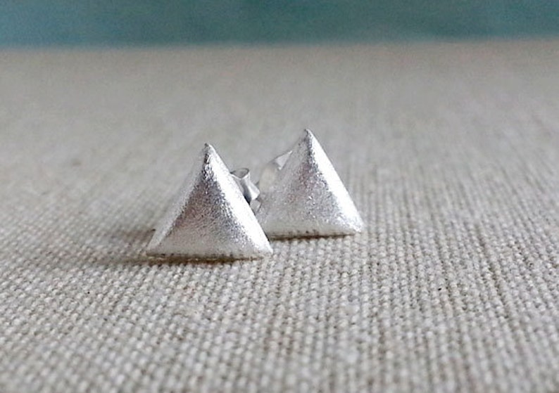 Silver Triangle Studs Sterling Silver Triangle Earrings Geo - Etsy