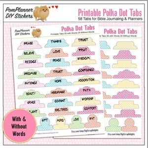 58 Printable Polkadot Tabs for Bible Journalling or Planners: 29 Blank ...