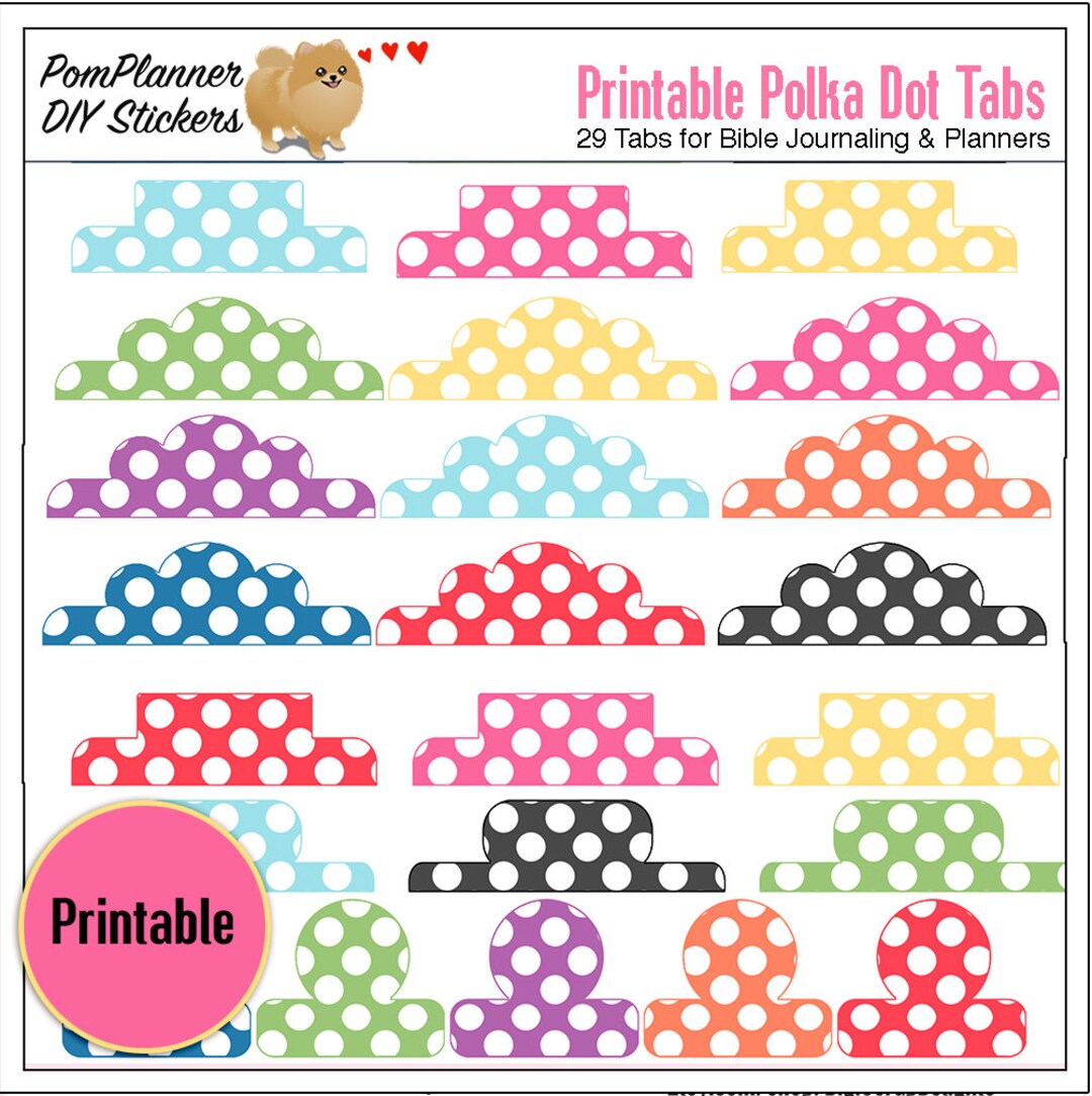 Printable Polkadot Tabs for Bible Journalling or Planners: Add Your Own ...