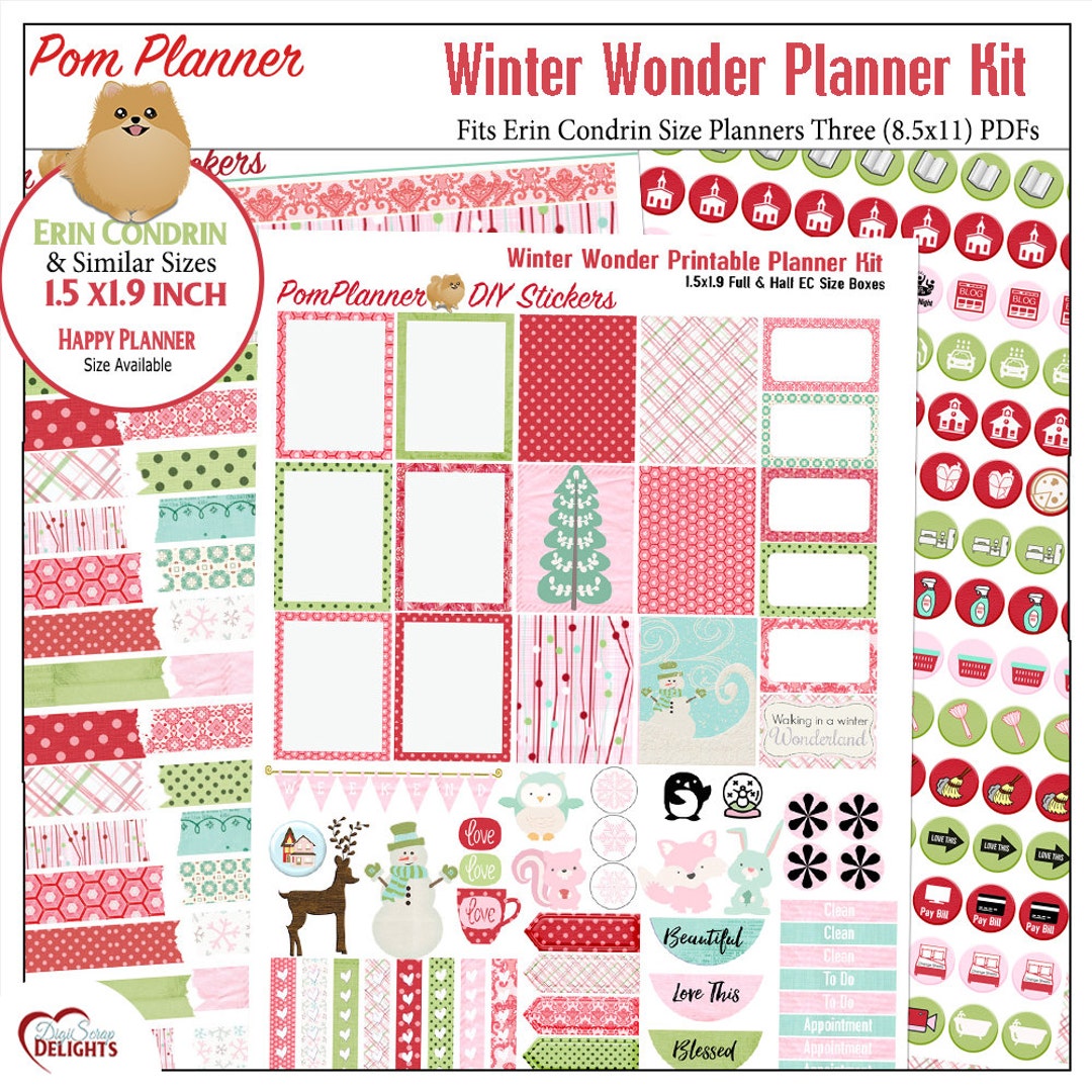 Planner Kit Stickers! Winter Wonder Printable Planner Kit 3 Pdfs, EC or ...
