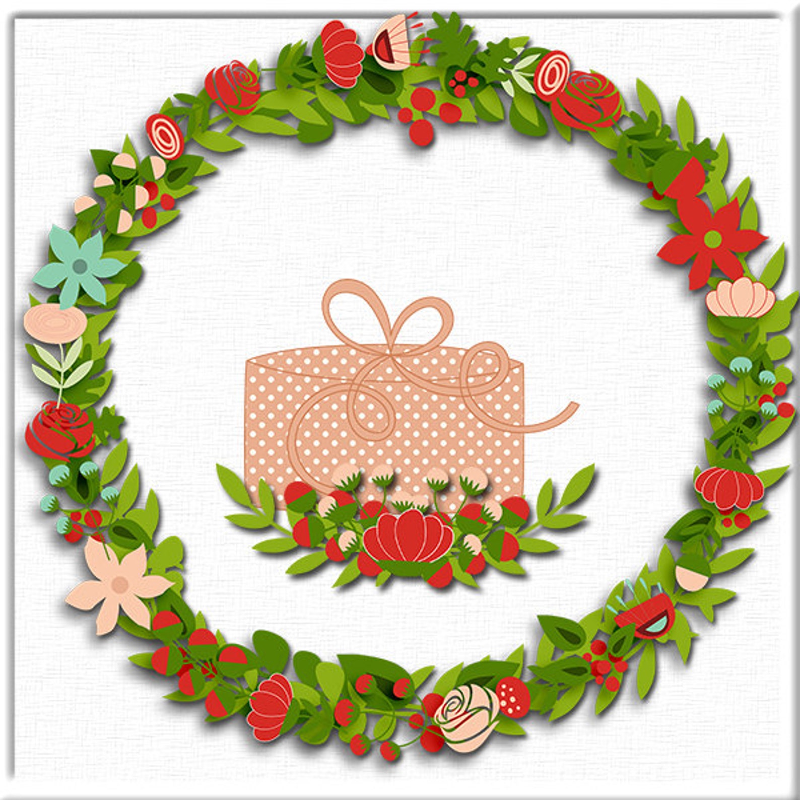 Christmas Clip Art Laurel Wreaths Nativity Banner Ribbons - Etsy