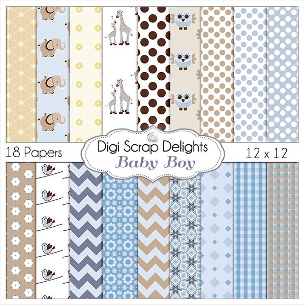 SALE 1.75 Baby Boy Blue Digital Paper Scrapbooking in | Etsy