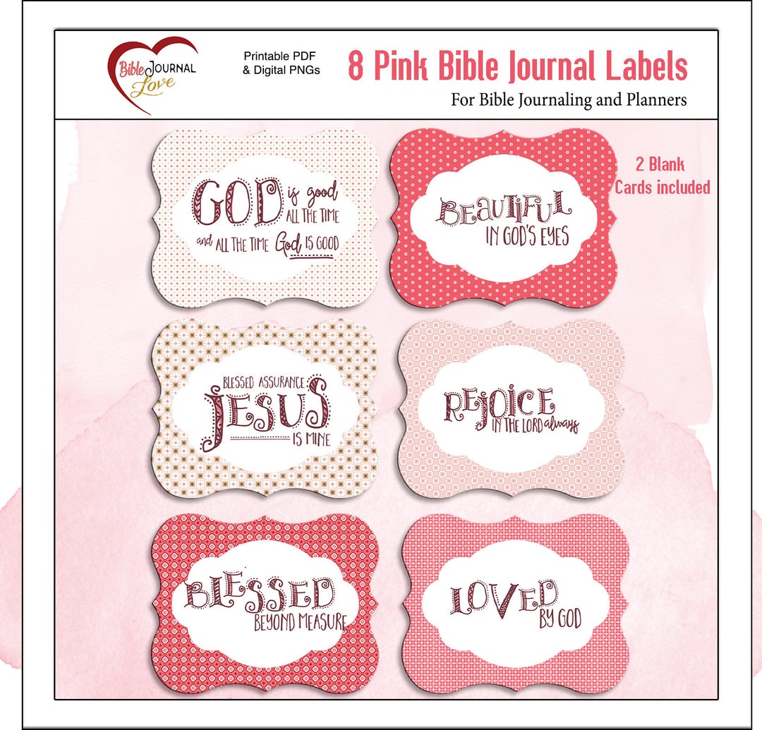 Pink Shabby Chic Bible Journal Labels: Printable PNG & PDF - Etsy