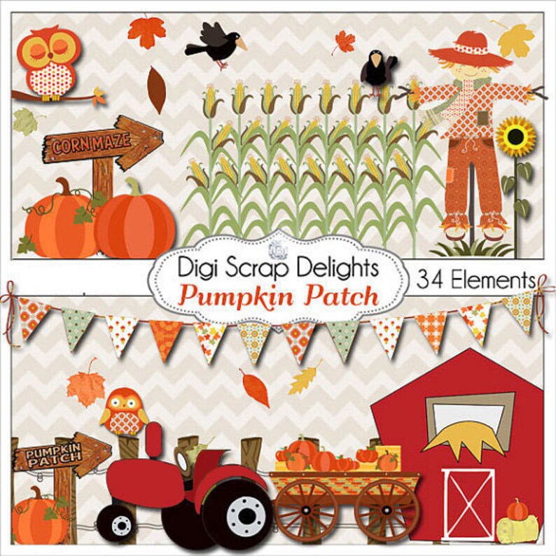 Pumpkin Patch Clip Art Autumn Pumpkins Fall Party Owls | Etsy