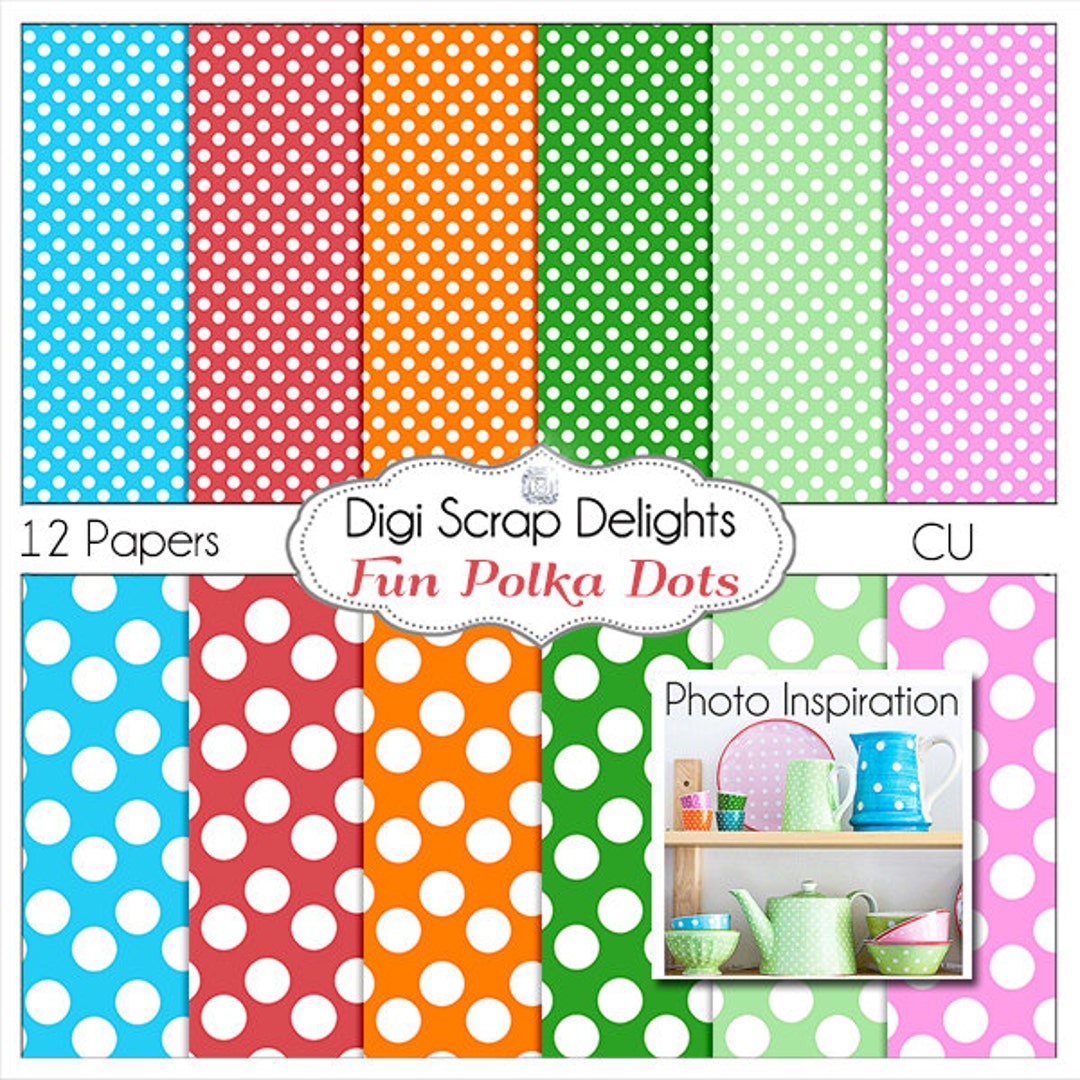 SALE 1.75 Polka Dots Digital Scrapbook Paper for Washi Bible Journaling ...