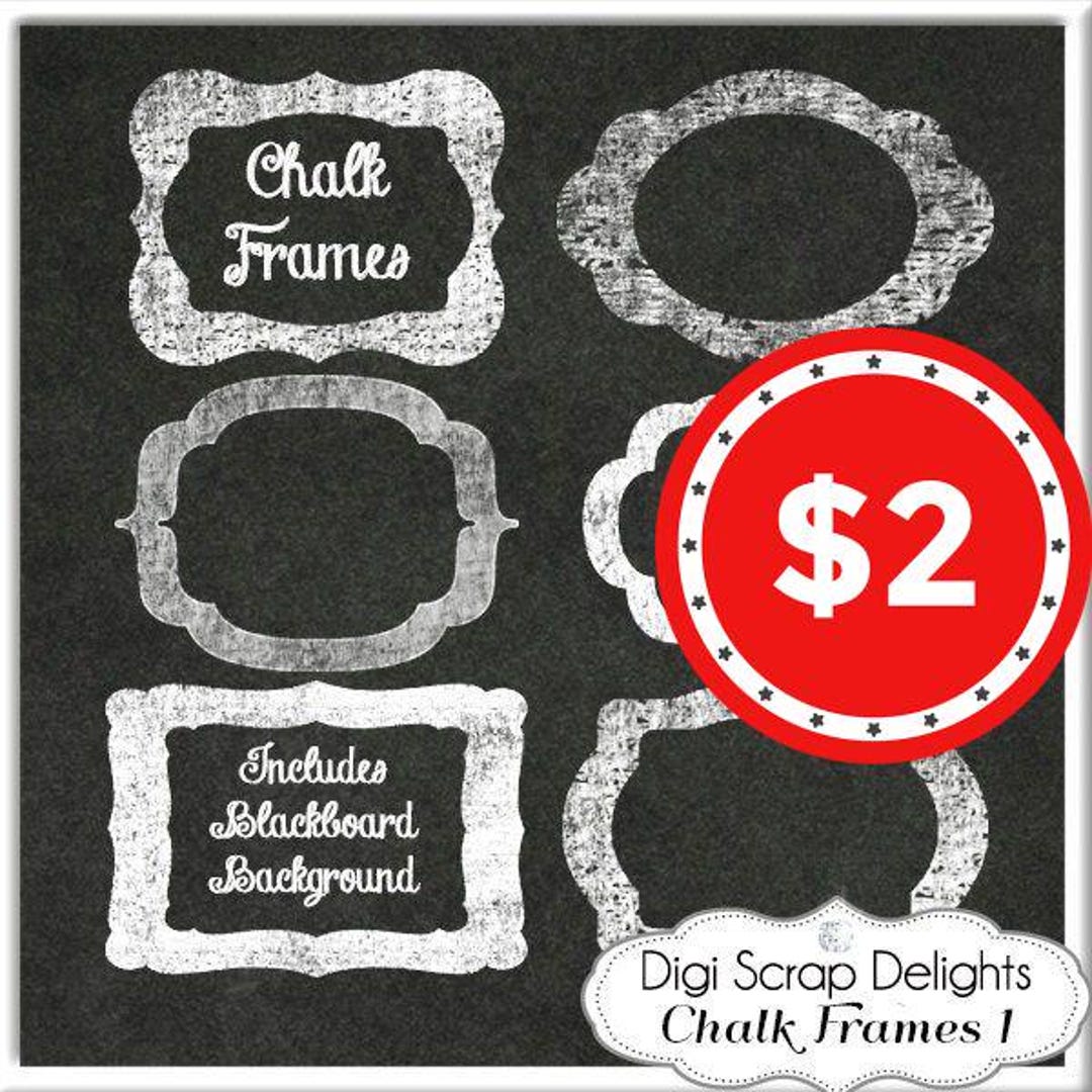 Digital Chalk Frames // Chalkboard Clip Art Clipart // Decorative ...