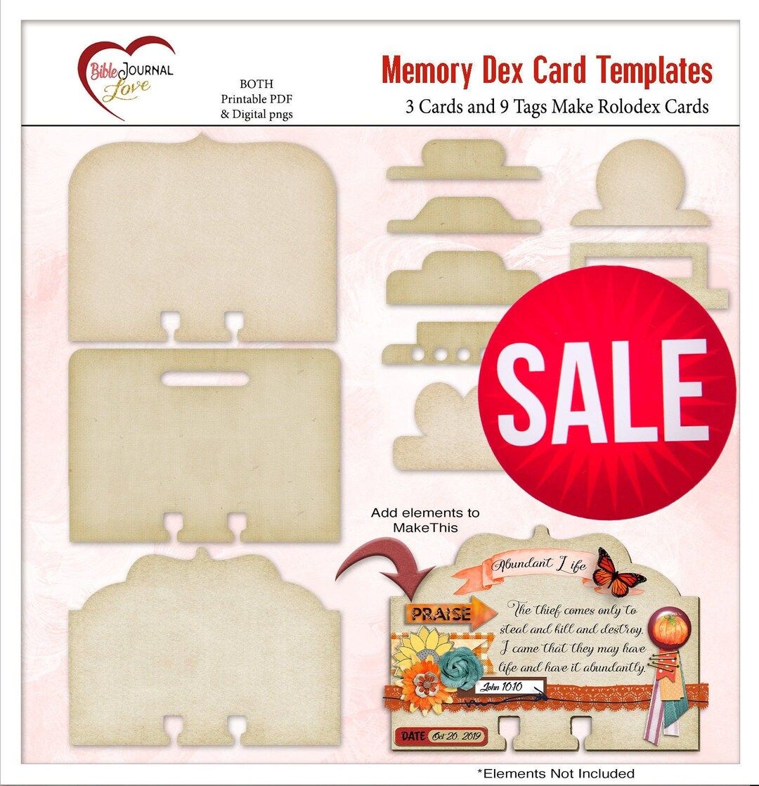 Memory Dex Card Templates For Bible Journaling Or Scrapbooking Rolodex