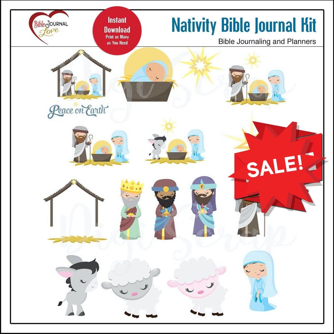 Nativity Clip Art Printable Christian Stickers for Bible - Etsy