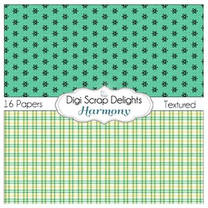 SALE 1.75 Harmony Green Blue Gold Scrapbook Paper for Digital ...