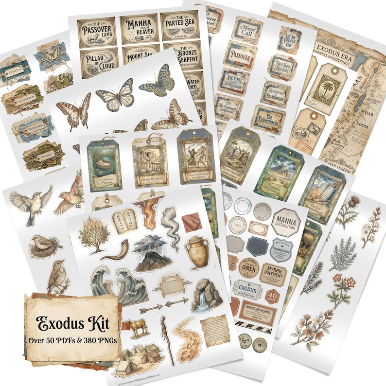 Exodus Junk Journal Kit | Vintage Bible Ephemera, Tags (50 PDF ...