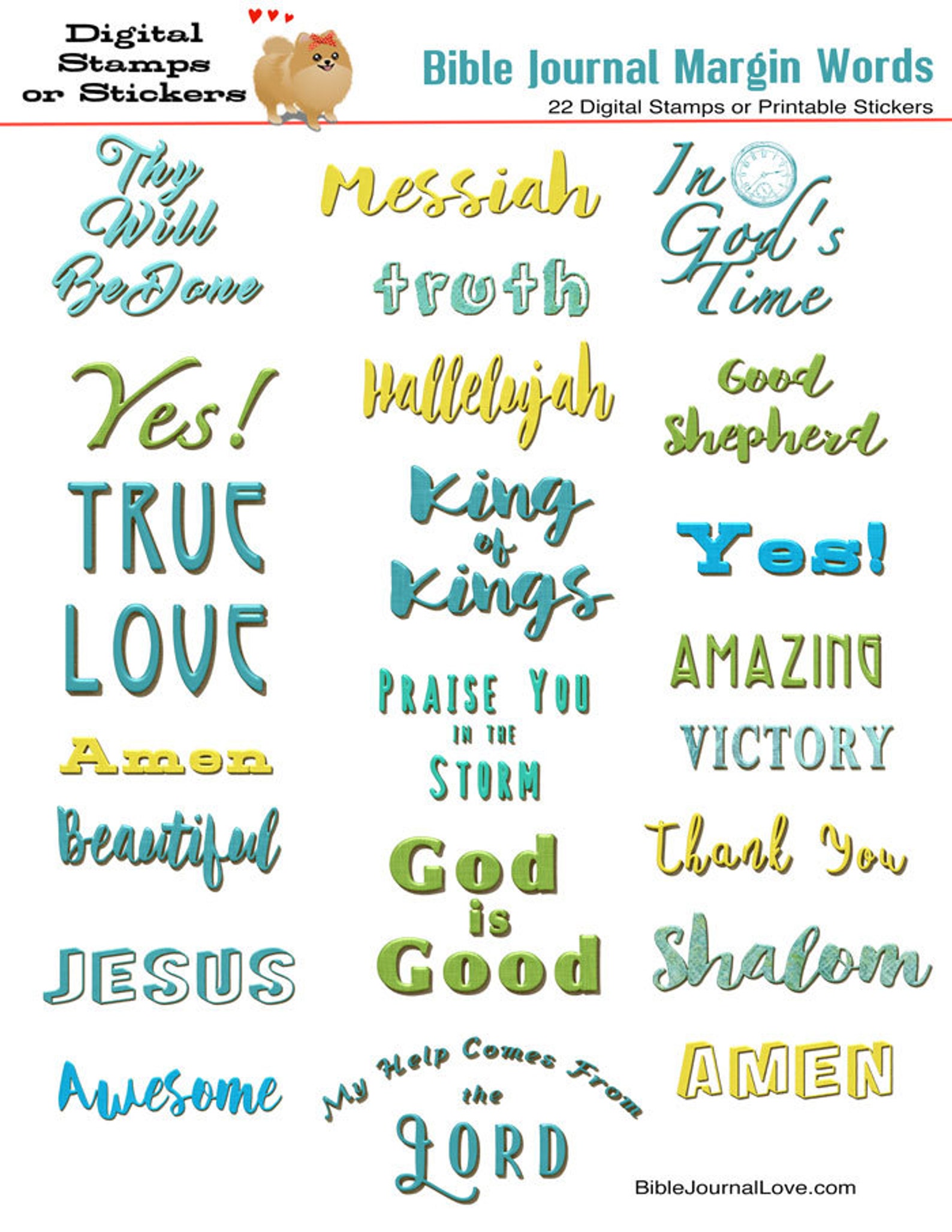 Bible Journal Digital Word Stamps Printable PDF & 22 Digital - Etsy