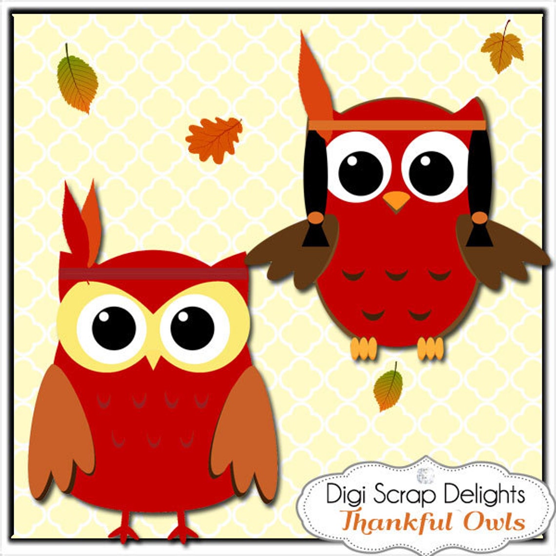 Thanksgiving Owls Pilgrims Indians Turkey Clip Art for | Etsy