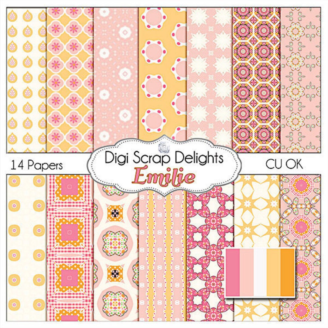 Pink & Gold Digital Papers Emilie W Quatrefoil Digital Scrapbooking ...