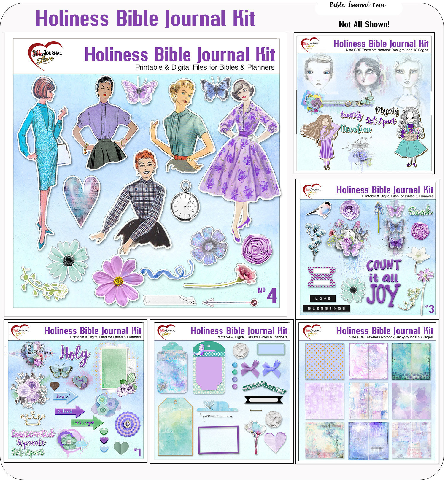 Holiness Bible Journaling Kit in With Vintage Retro Ladies 2 - Etsy