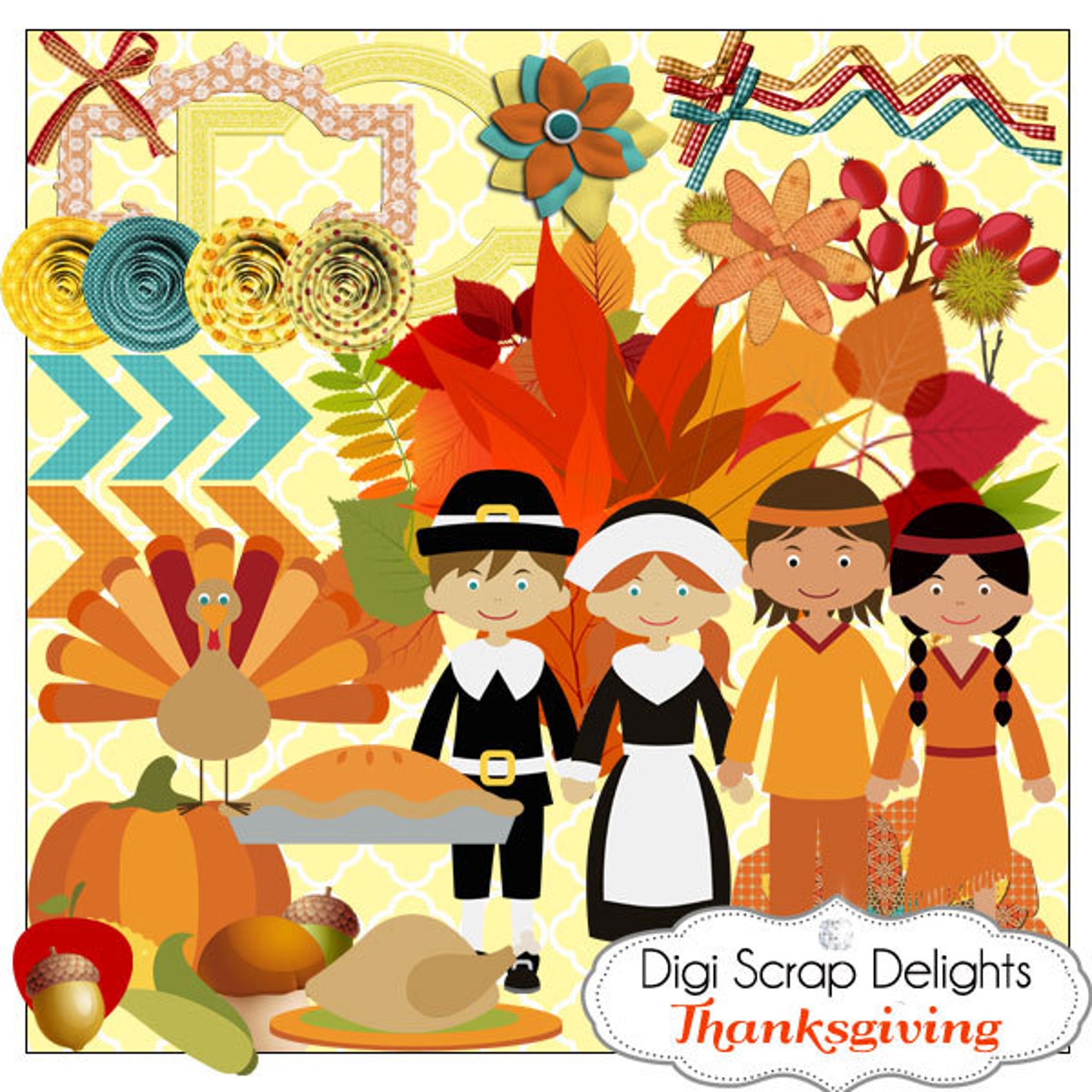 SAVE 60% Thanksgiving Scrapbook Kit W Turkey Pilgrim - Etsy