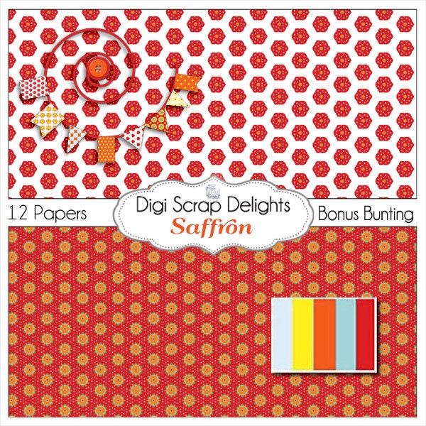 SALE 1.75 Saffron Scrapbook Paper Yellow Red & Orange for - Etsy