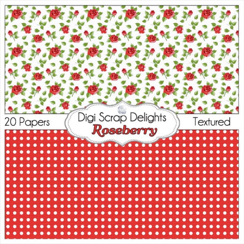 SALE 1.75 Vintage Rose Berry Digital Papers Vintage Rose - Etsy