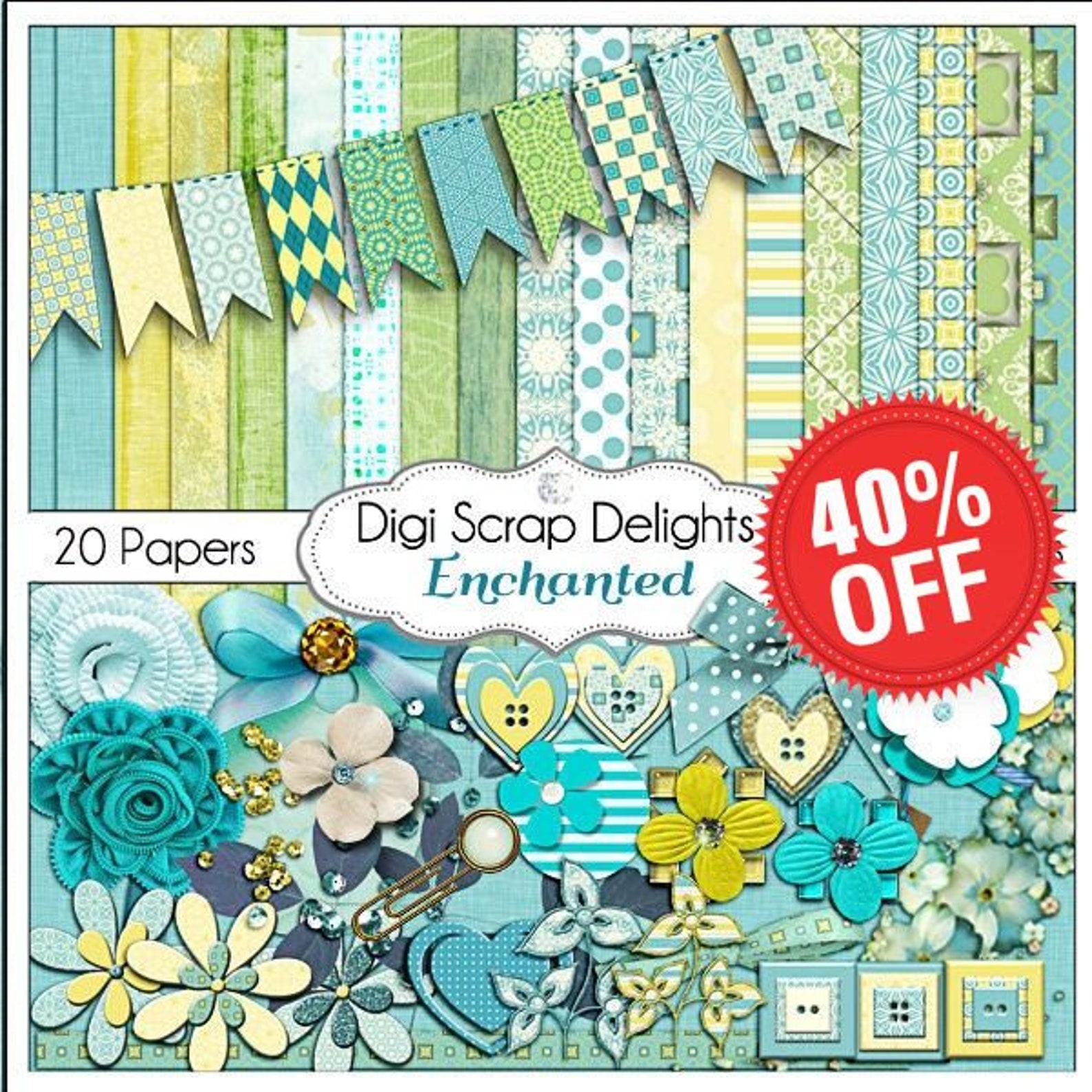 Digital Scrapbooking: Enchanted Digital Scrapbook Kit in - Etsy