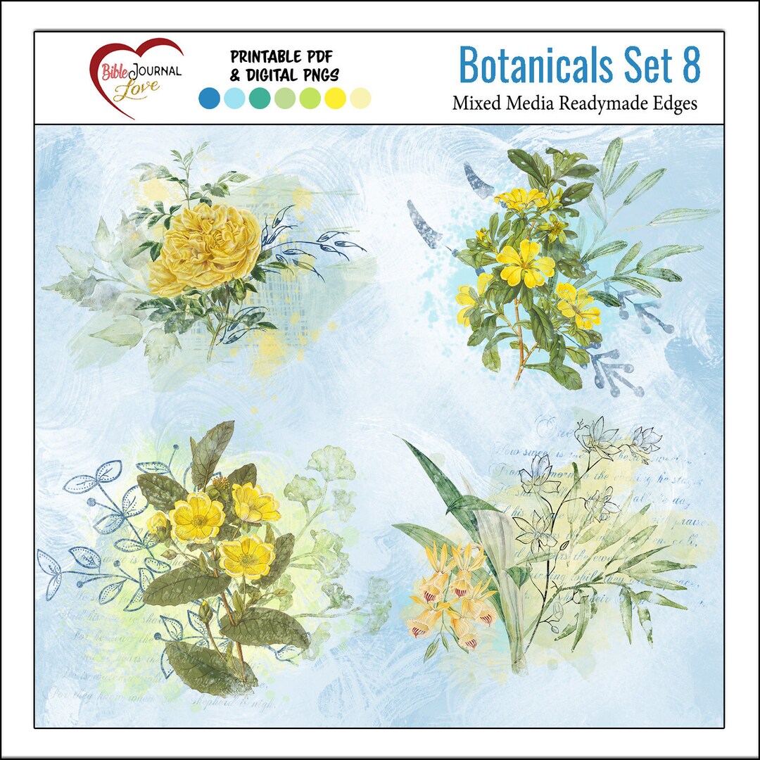 Botanical Blendables Artsy Transfers Set 8 - Flowers, Herbs, Paint ...