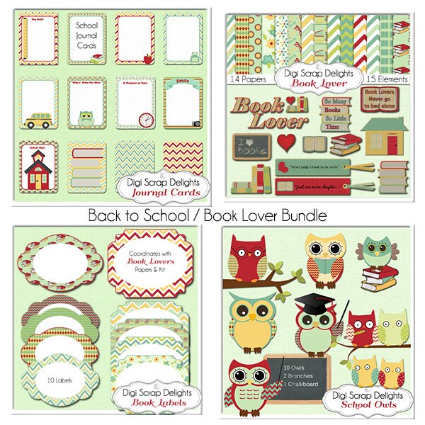 School Owls Clip Art Digital Element for Scrapbooking Card | Etsy