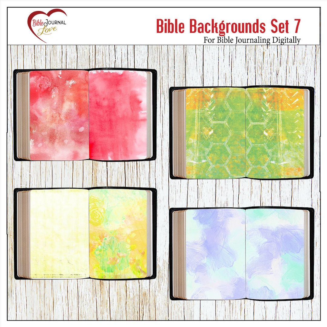 Watercolor Bible Journaling Backgrounds: Photoshop Digital Paper Set 7 ...