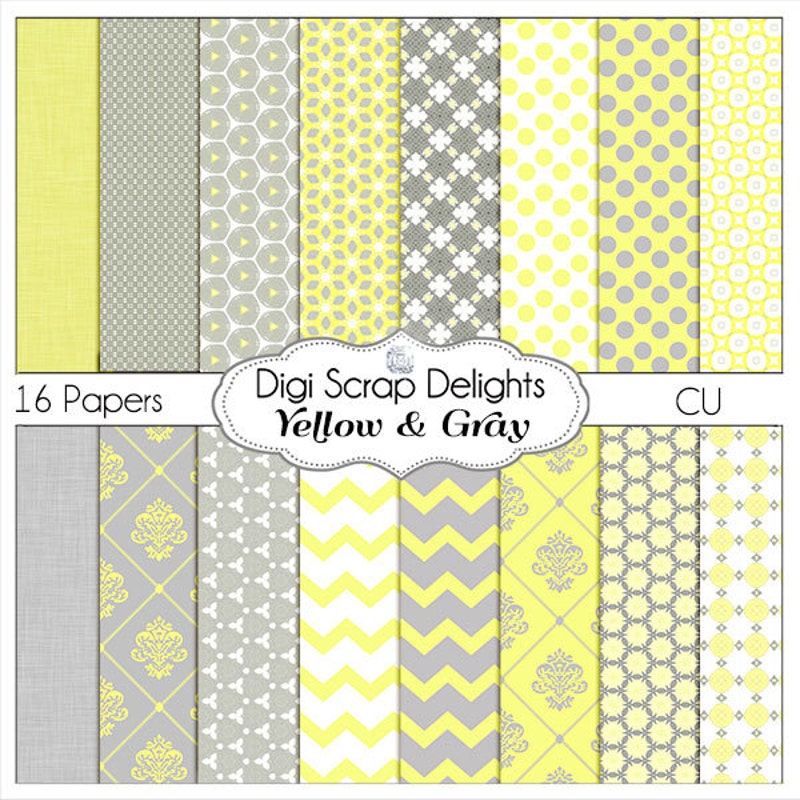 Chevron Yellow Gray - Etsy