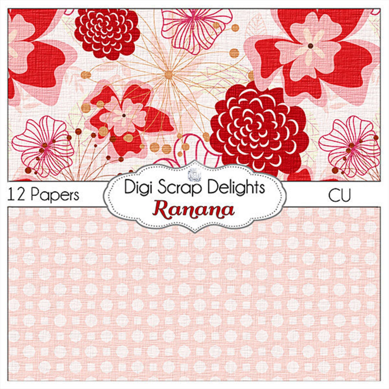 Digital Scrapbooking: Ranana Digital Scrapbook Paper - Pink, Red, Linen ...