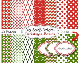 Christmas Digital Paper Pack Commercial Use Instant - Etsy
