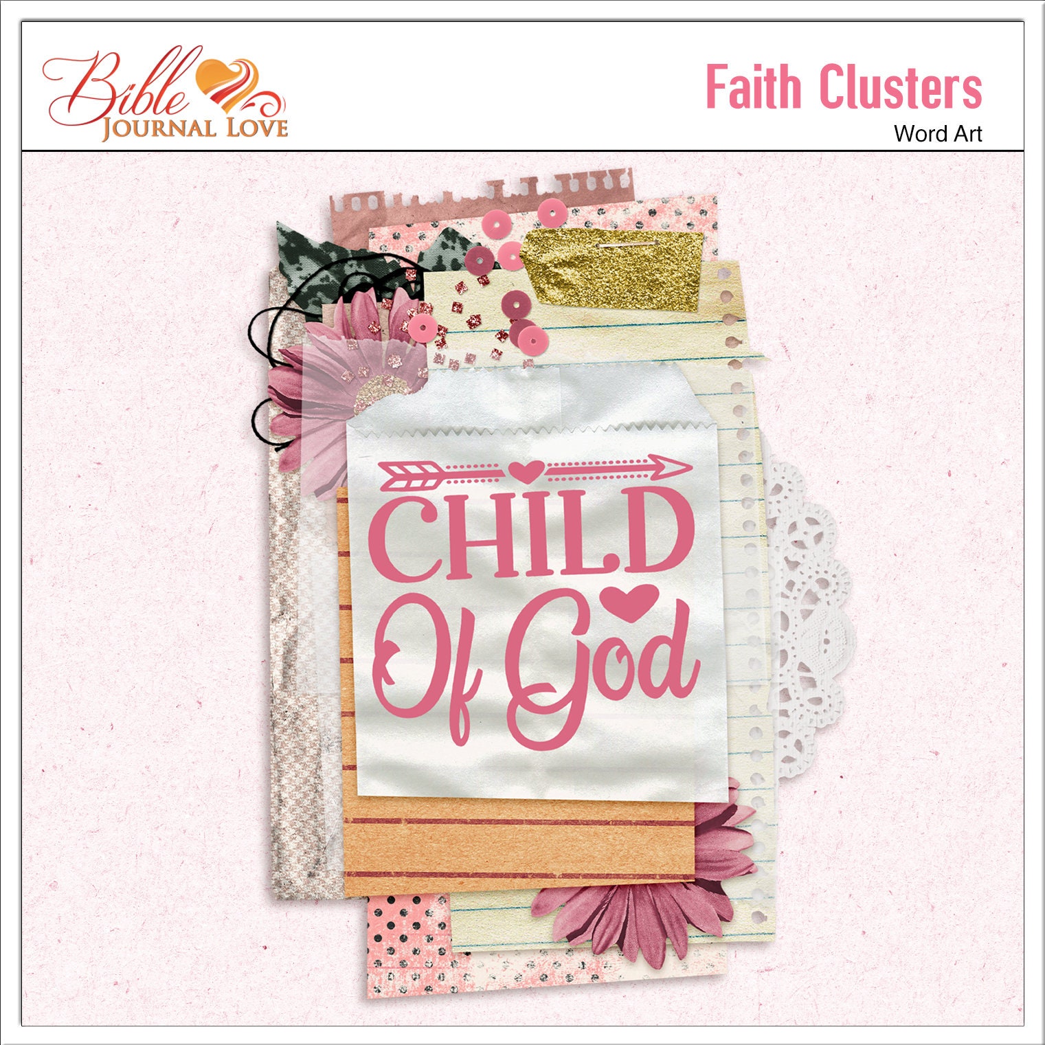 Faith Cluster Word Art Both Printable & Digital! Faith, Blessed, Loved ...