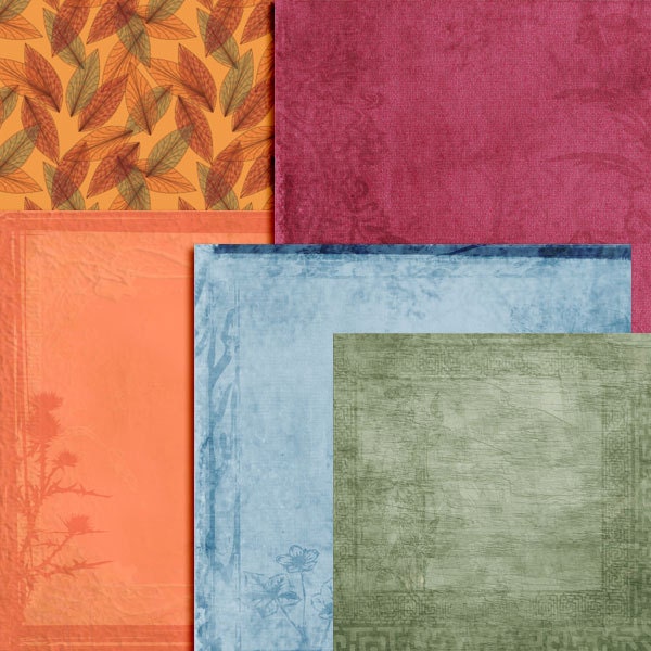 Fall Grunge Digital Papers With Autumn Owl & Pumpkins for Card - Etsy