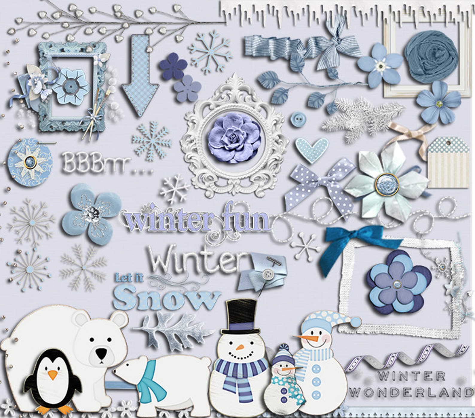 SALE Frozen Winter Frost Digital Scrapbook Kit Blue Papers & - Etsy