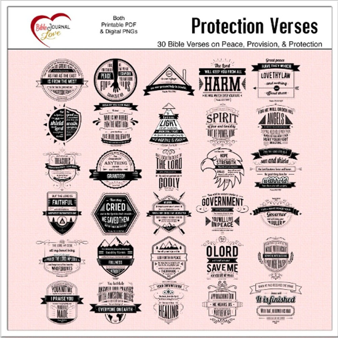 30 Protection Bible Verses Printable Pdfs and and Digital Pngs - Etsy