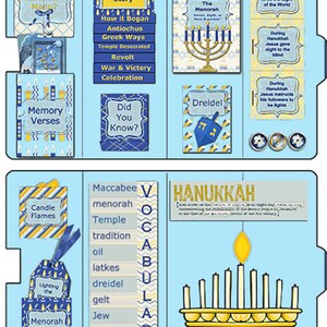 Hanukkah Digital Lapbook Kit in Blue and Gold. Thematic Unit Study on 8 ...