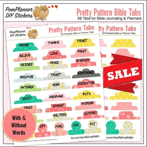 Printable Ikat Punch Ready Tabs for Bible Journalling / Pretty | Etsy