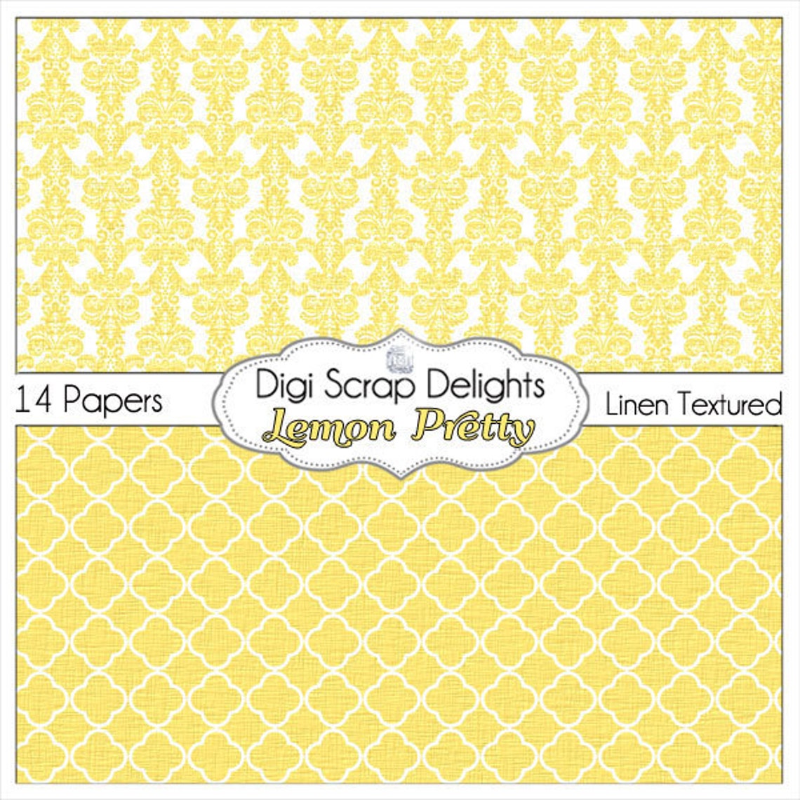 SALE 1.75 Lemon Pretty Digital Papers in Lime Green & Lemon | Etsy