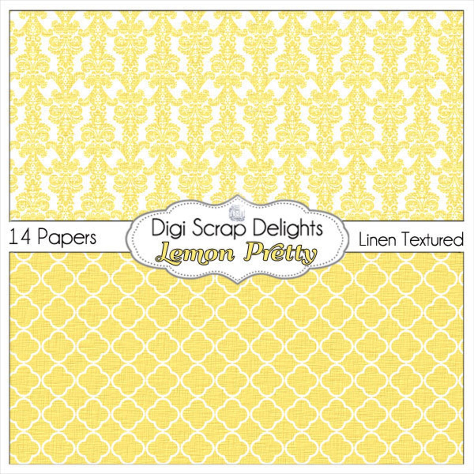 SALE 1.75 Lemon Pretty Digital Papers in Lime Green & Lemon | Etsy