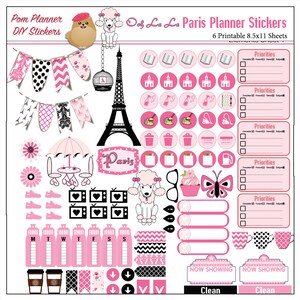 Planner Kit! Paris France Printable Sticker Kit in Pink & Black 6 PDF ...