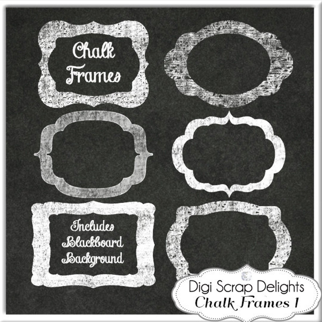 Digital Chalk Frames // Chalkboard Clip Art Clipart // Decorative ...
