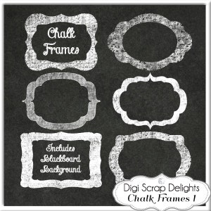 Digital Chalk Frames // Chalkboard Clip Art Clipart // Decorative ...