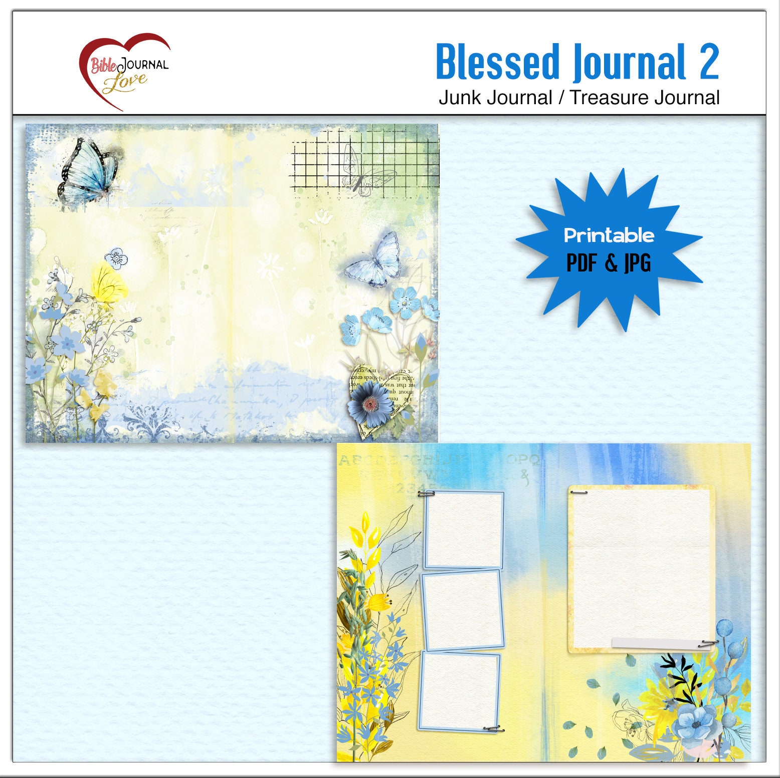 Blessed Treasure Journal 2 Watercolor Floral 12 Pdfs or 24 - Etsy