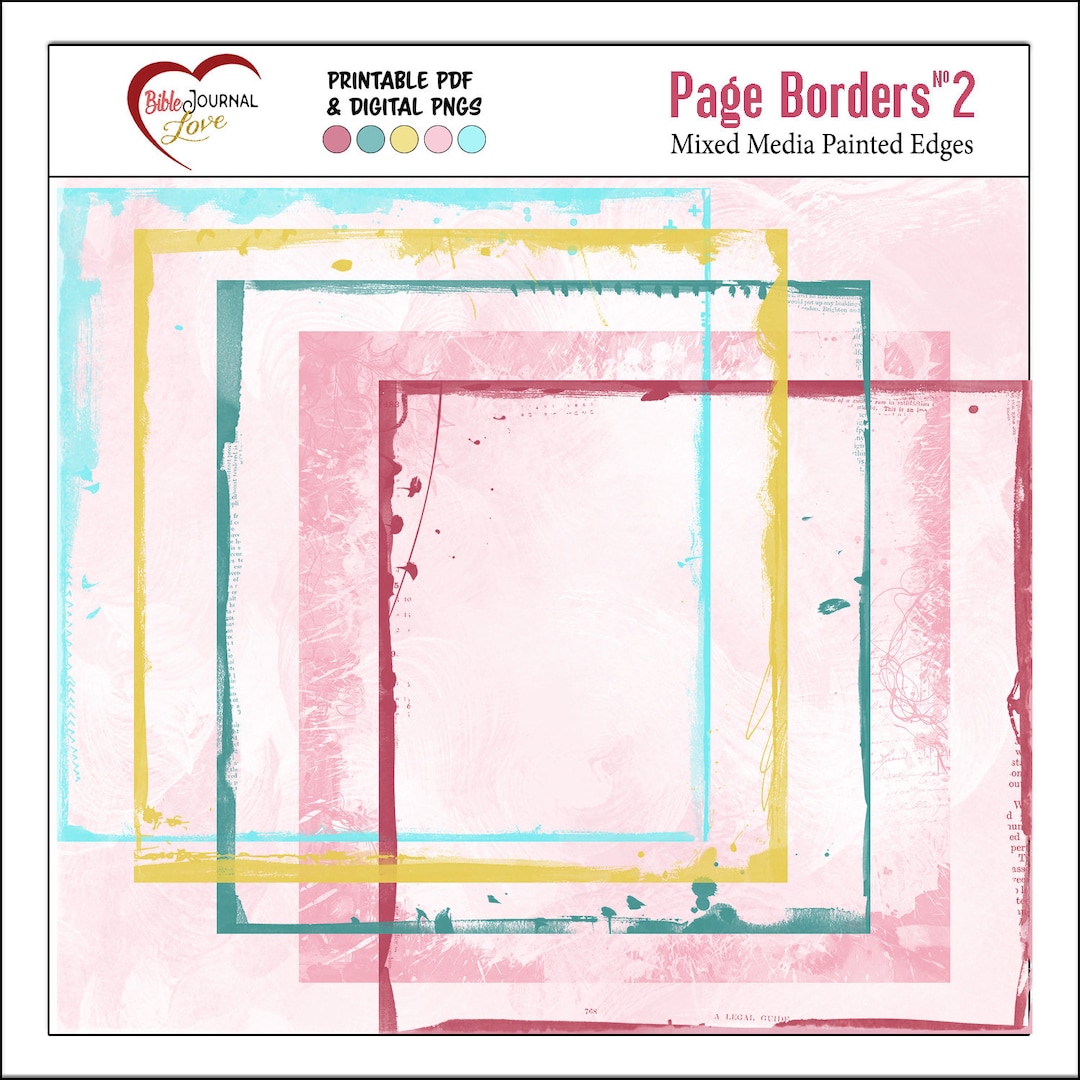 Mixed Media Page Borders: Artsy PNG Overlays for Bible Journaling ...
