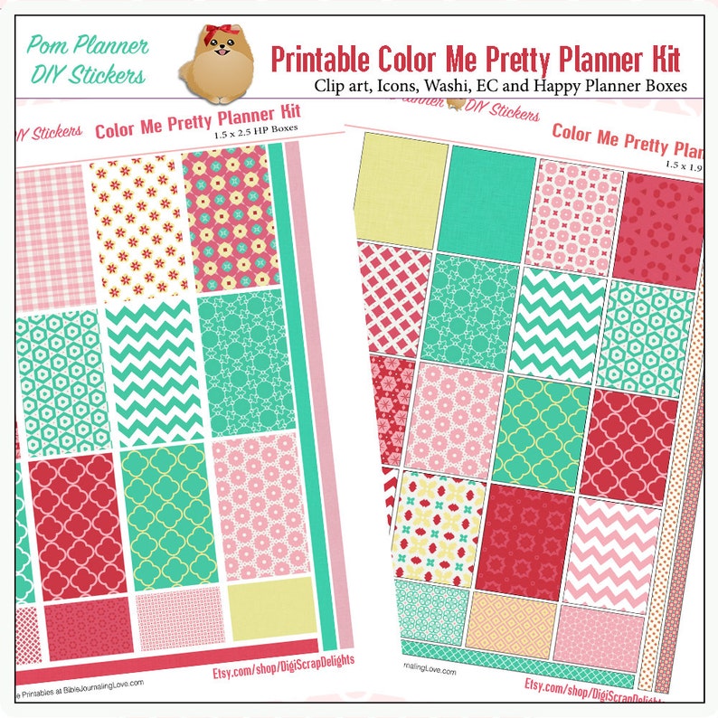 Planner Kit Color Me Pretty Printable Stickers Kit Spring - Etsy